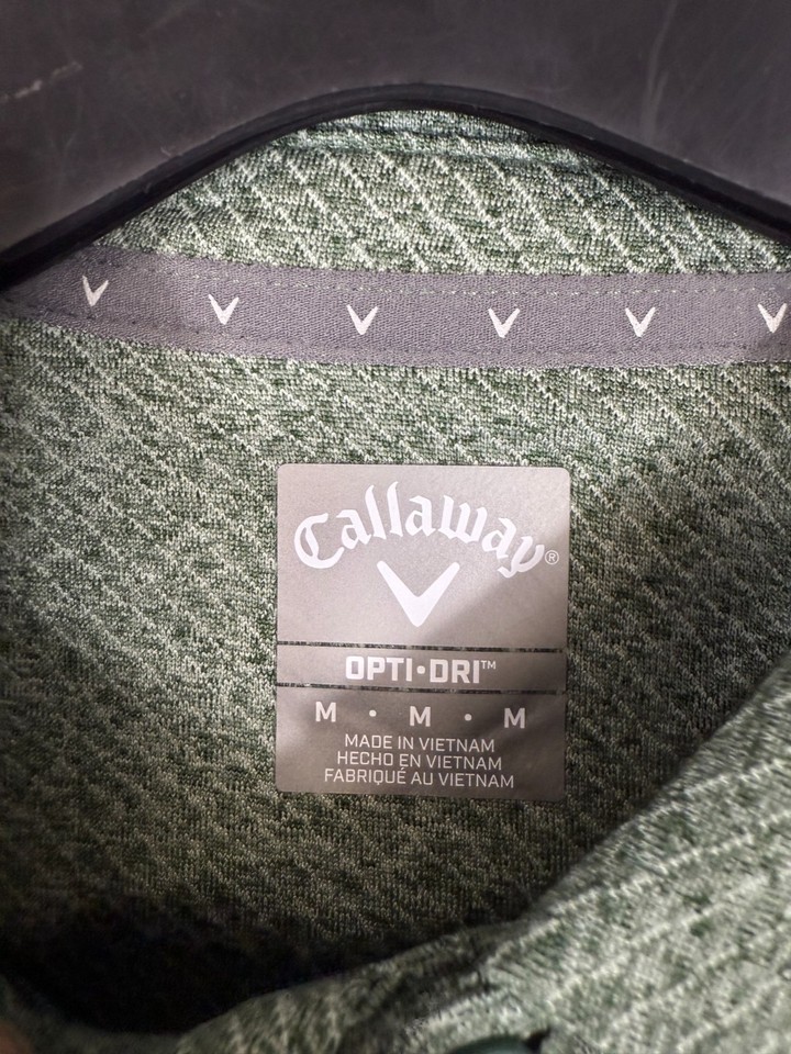 Callaway Polo Shirt Mens M Green Pinstriped Golf Performance Opti-Dri ...
