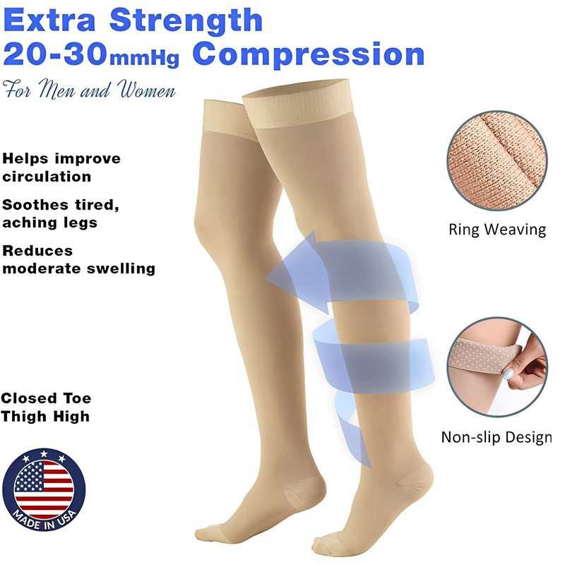 20-30 mmHg Medical Compression Stockings Thigh High Surgical Socks ...
