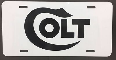 Colt Inspired Firearm gun white license vanity tag for car or truck ...