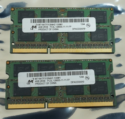 pair Micron 4GB ddr3 12800s laptop memory sticks MT16KTF51264HZ-1G6M1 ...