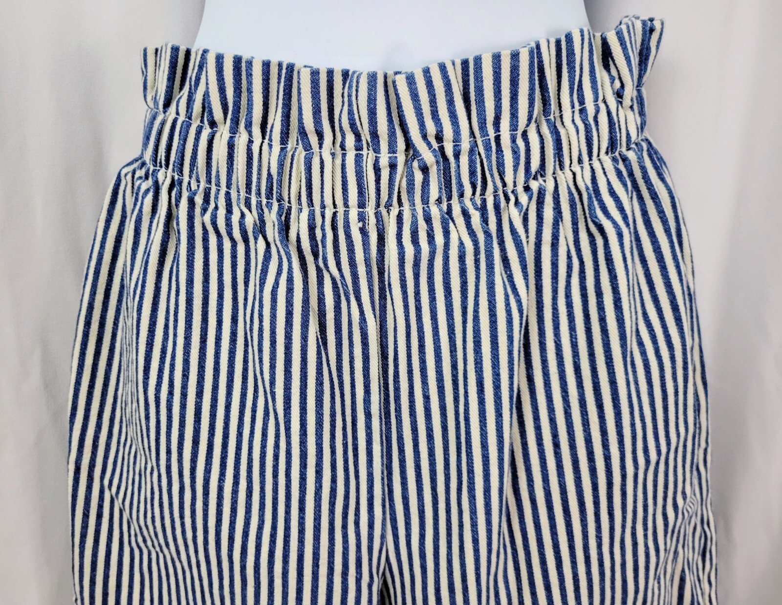 Vintage Fancy Props Blue & Cream Striped Paper Bag Waist Pants Size 6P ...