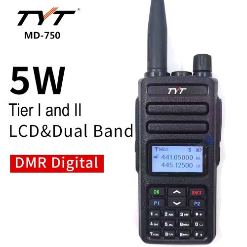 TYT MD-750 Digital Radio 5W Dual Band 136-174/400-470MHz Two Way Walkie ...