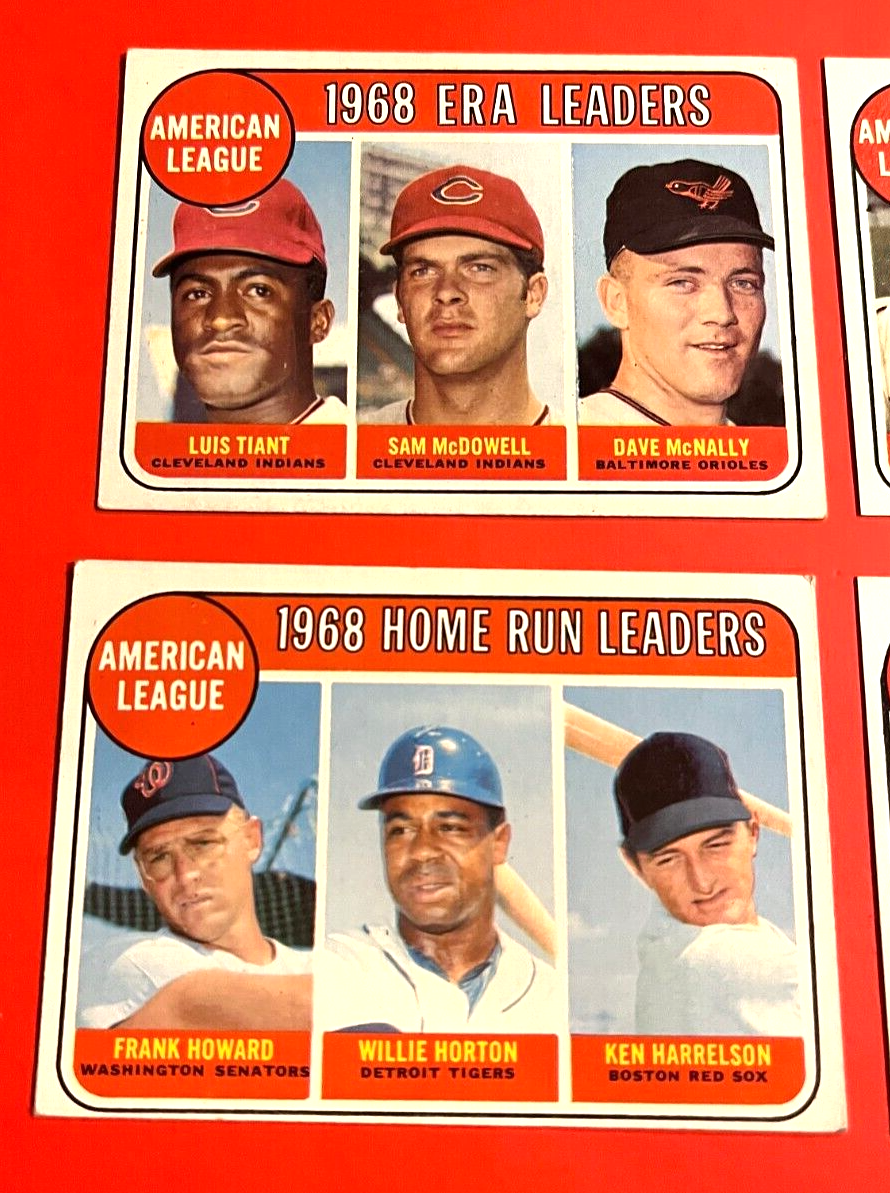 4 CARD LOT 1969 TOPPS BASEBALL LEADER HR ERA PITCHING TIANT McLAIN ...