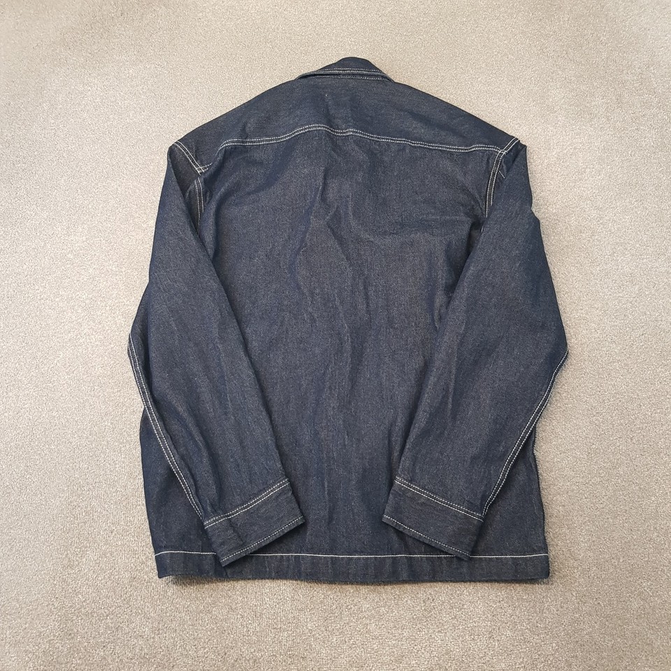 Next Mens Jacket Medium Blue Denim Chore Utility Indigo Raw Contrast ...