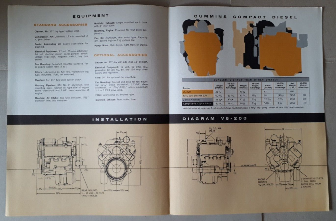 Cummins Diesel V6-200 Engine Brochure 1963 | eBay