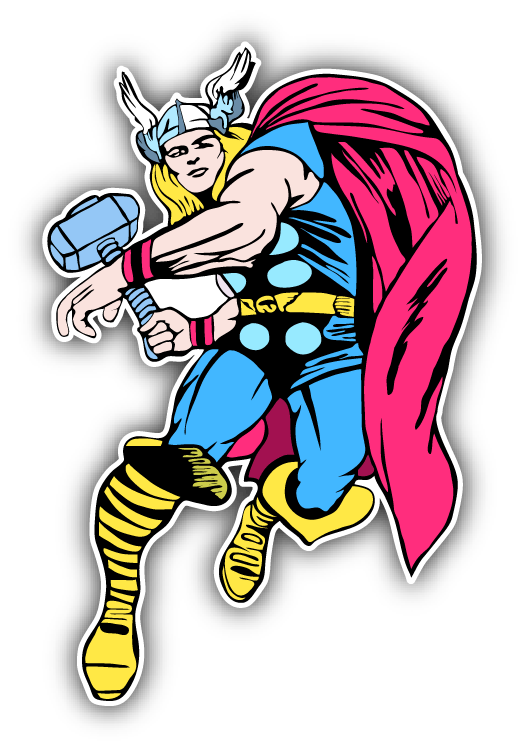 Thor Jumping Cartoon Car Bumper Sticker Decal 3'' x 5'' | eBay
