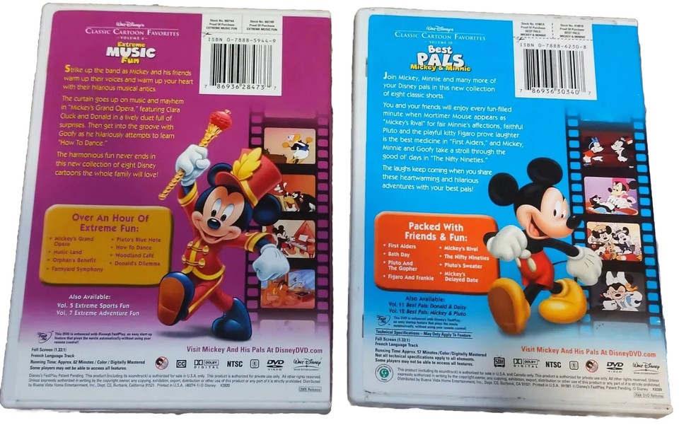 Disney Classic Cartoon Lot: Best Pals Mickey/Minnie + Extreme Music Fun ...