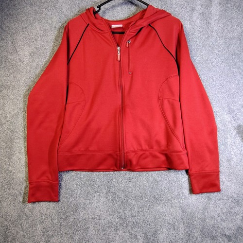 Danskin Now Athletic Zip Hoodie Jacket Coat Medium 8/10 Red Zip Pockets ...