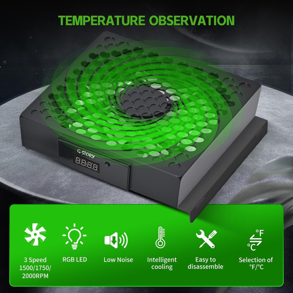 Cooling Fan for Xbox Series S, Auto Temp Control, 3-Speed, LED Display ...