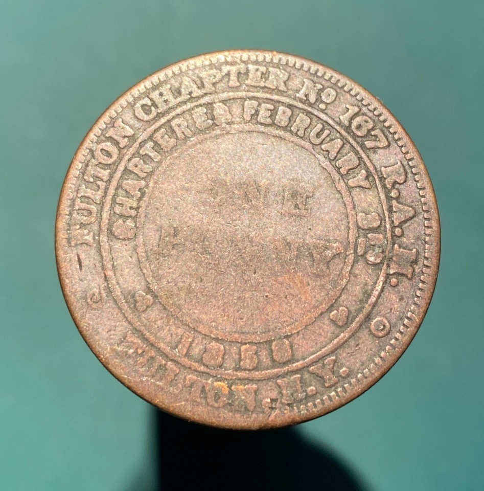 VG - 1858 - Fulton - New York Masonic Penny - Attractive Cu-Ni Medal ...