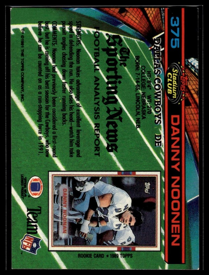 1991 Stadium Club #375 Danny Noonan | eBay