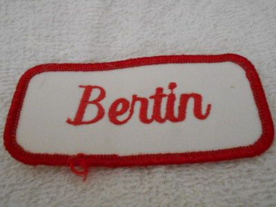 BERTIN USED EMBROIDERED SEW ON NAME PATCH TAG RED ON WHITE | eBay