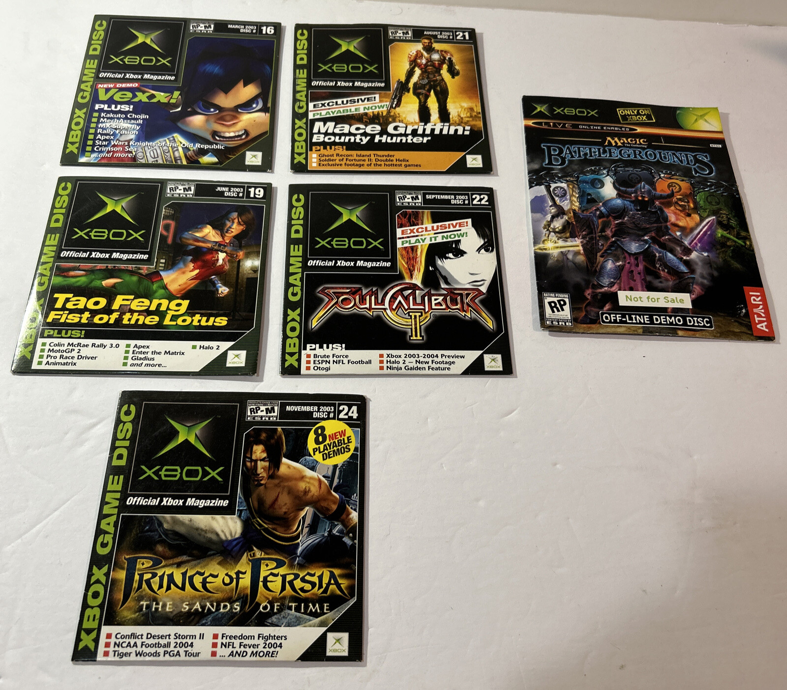 Lot of 6 Original Xbox Demo Discs Xbox 16 19 21 22 24 + Battlegrounds ...