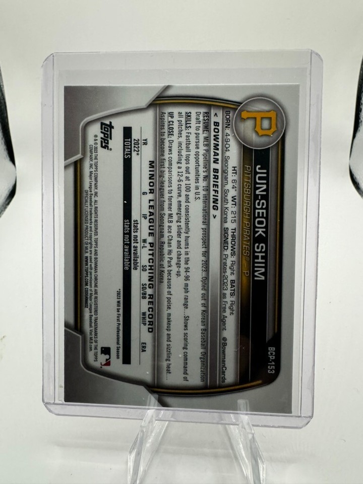 Jun-Seok Shim 2023 Bowman 1st Mega Mojo Refractor Pittsburgh Pirates ...