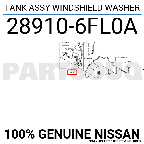 289106FL0A Genuine Nissan TANK ASSY WINDSHIELD WASHER 28910-6FL0A | eBay