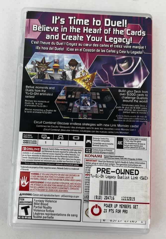 2019 Konami Nintendo Switch Yu-Gi-Oh! Legacy of the Duelist Link ...