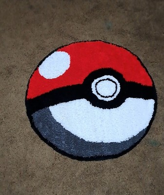 Pokemon Pokeball Custom TUFTED RUG 25 Inch X 25 Inch Handmade New | eBay