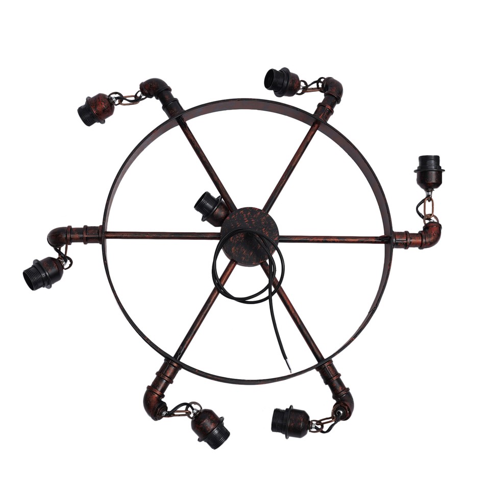 Antique E27 Hanging Iron Light Fixture Lamp 7-Heads Lights Steampunk ...