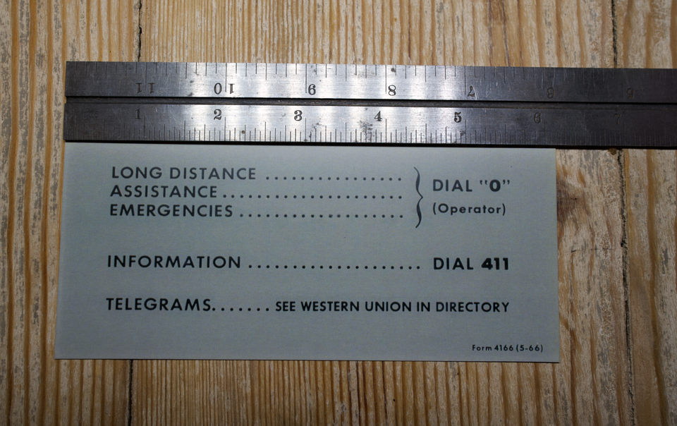 Early Single Slot Payphone LOWER Sign Plastic Placard Instructions Card ...