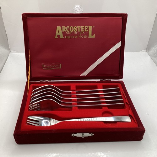 Vintage Arcosteel Set Of Six Sporks In Case Stainless Steel Korea (H1) S#594 | eBay