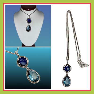 BRIGHTON YOUR TRUE COLOR JOYFUL Blue & Silver Pendant NECKLACE $78 NWT ...