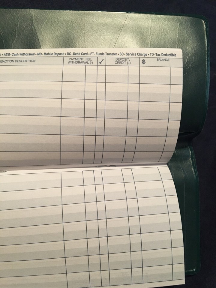 Green Checkbook Cover, with Paper Transaction Register, Checking ...