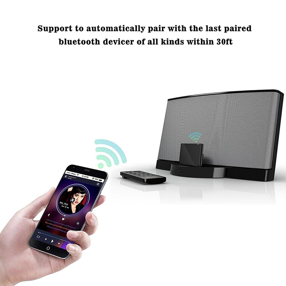30 Pin Bluetooth Wireless Adapter Converter for Bose SoundDock iPhone ...