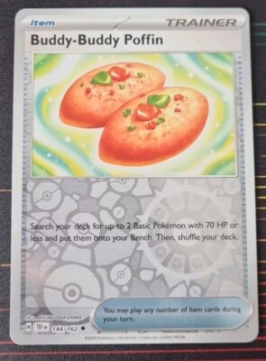 Pokémon TCG S&V Temporal Forces 144/162 Buddy-Buddy Poffin Reverse Holo ...