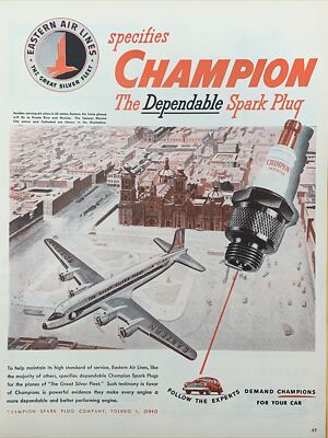 Vintage 1946 champion spark plug print ad. The Dependable Spark Plug | eBay