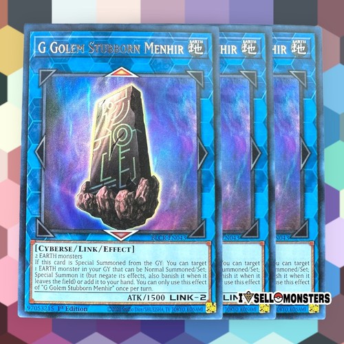 Yugioh! 3x G Golem Stubborn Menhir BLCR-EN043 ULTRA Rare Yu-gi-Oh! x3 ...