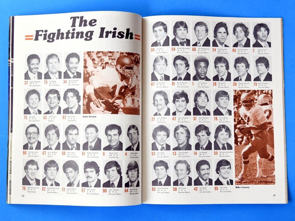 1979 Notre Dame Fighting Irish Football Program vs Georgia Tech. NCAA ...