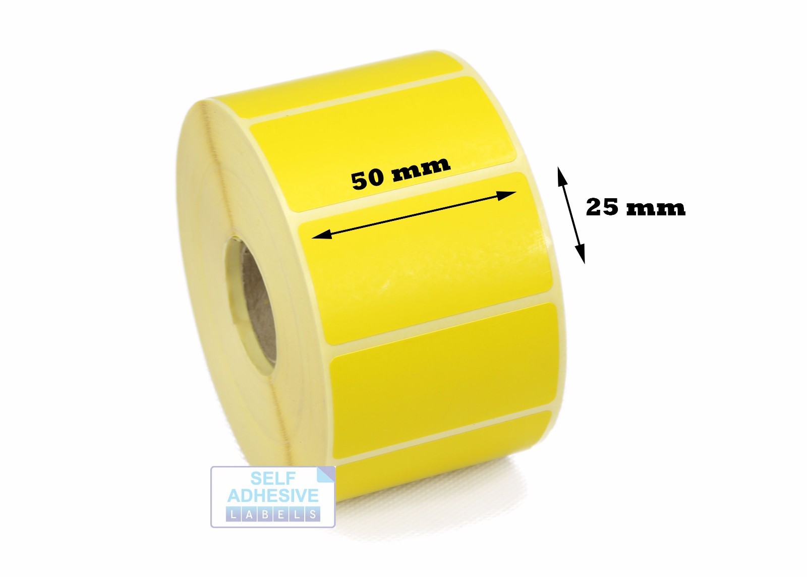 50mm x 25mm Yellow Direct Thermal labels. 25mm core, 1k Roll, Free ...