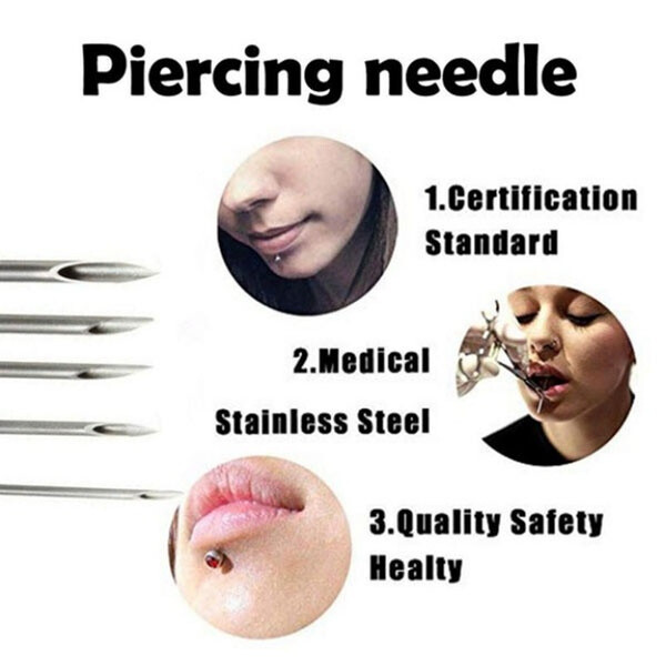 Disposable Piercing Needles Navel Nipple Ear Nose Lip Piercing Needles ...