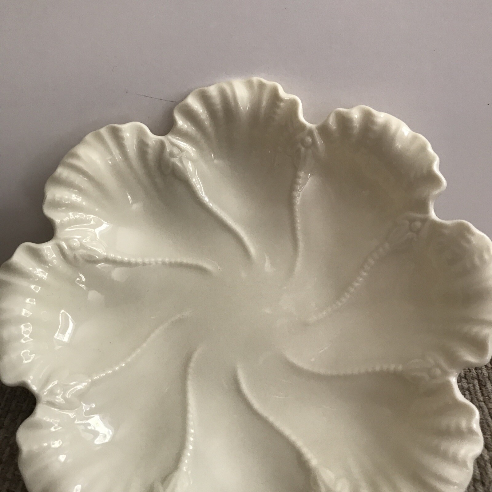 Vtg Ivory Lenox Cabbage Porcelain 7.5” Shallow Serving Dish Candy Bowl ...