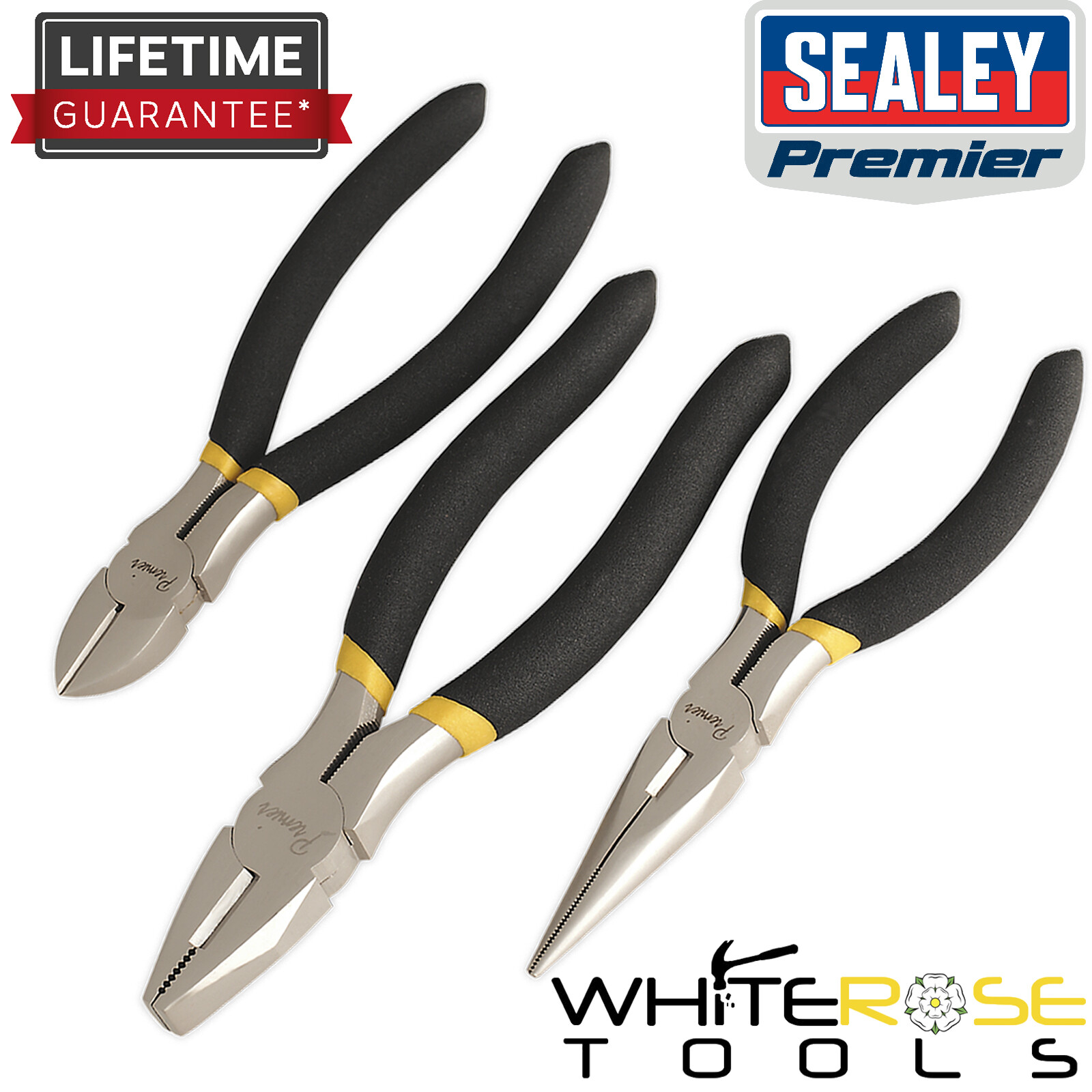Sealey Pliers Set Combination Long Nose Side Cutting Plier Tool Set 3pc ...