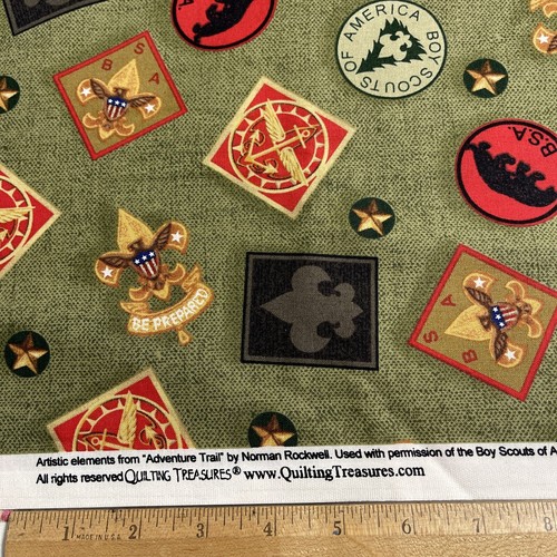 Boy Scout Badge Fabric Norman Rockwell 18x44" Quilting Treasures ...