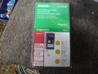 *NEW* Square D Homeline 50 Amp 2-Pole GFCI Circuit Breaker, HOM250GFIC ...