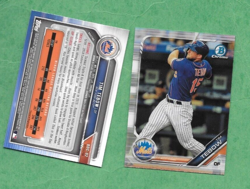 1-2019 Bowman Draft Tim Tebow Chrome Refractor Rookie Card #BDC-92 New ...
