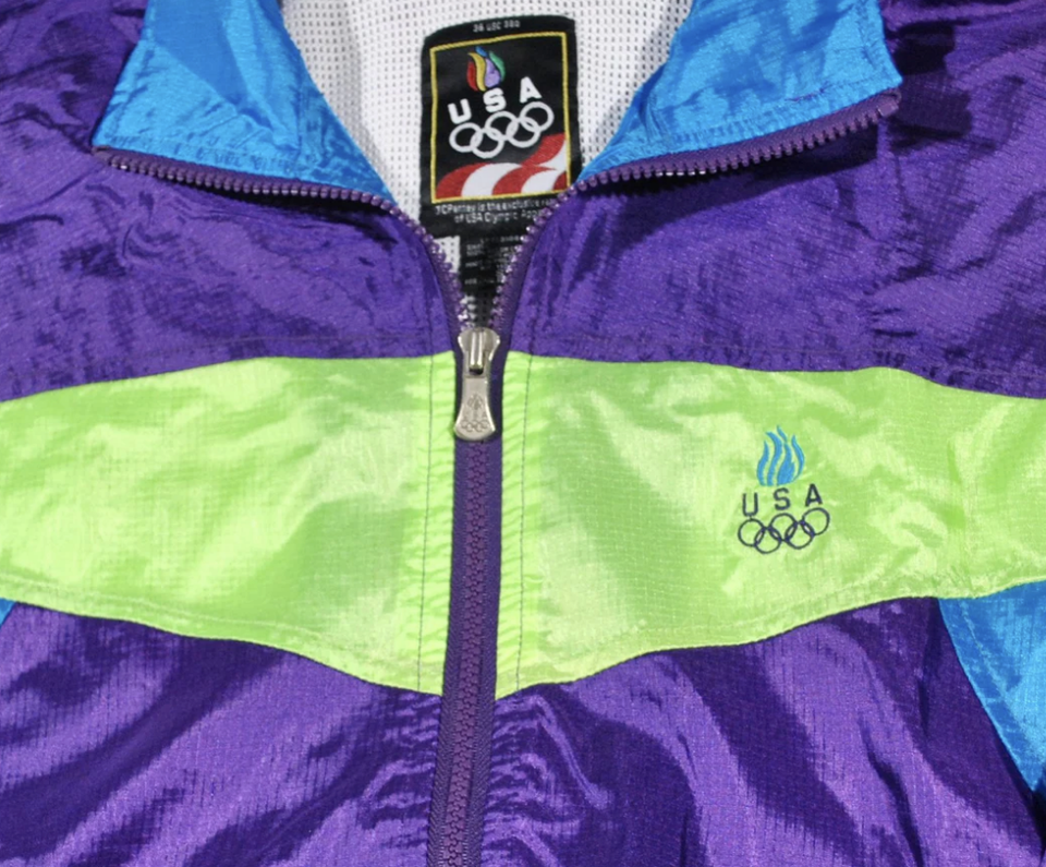 Vintage USA Olympic American 90s Zip Neon Purple Olympics Jacket Size ...