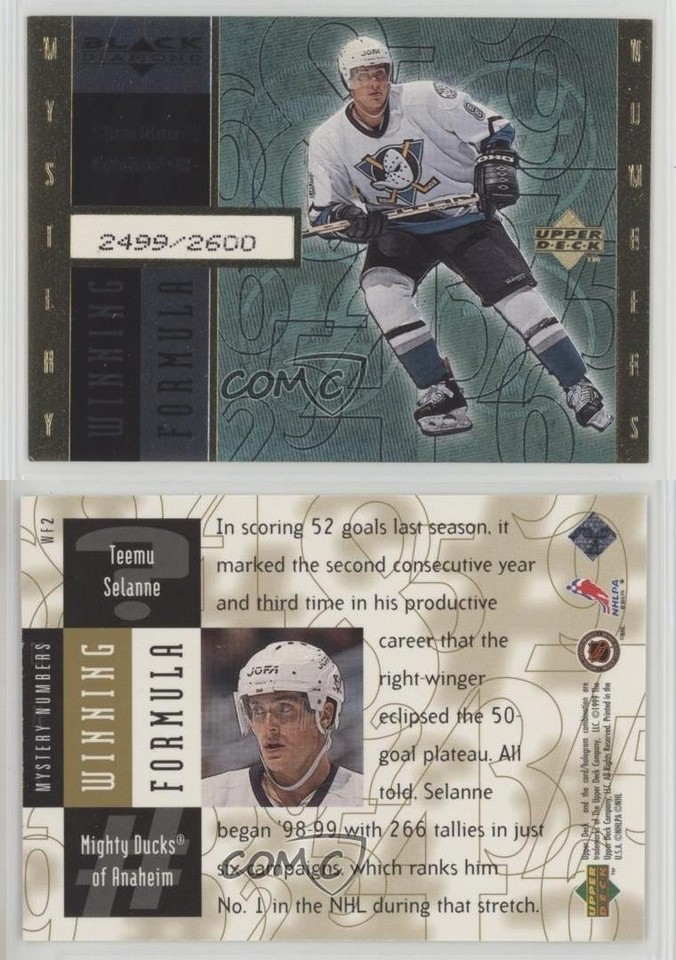 1998 Upper Deck Black Diamond Winning Formula Gold /2600 Teemu Selanne ...