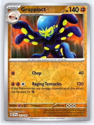 Pokemon NM Reverse Holo Grapploct 113/191 Common SV08: Surging Sparks ...