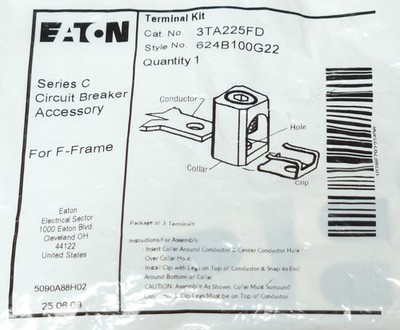 EATON CUTLER HAMMER 3TA225FD F Frame Breaker Lug Terminal Kit Type FD ...