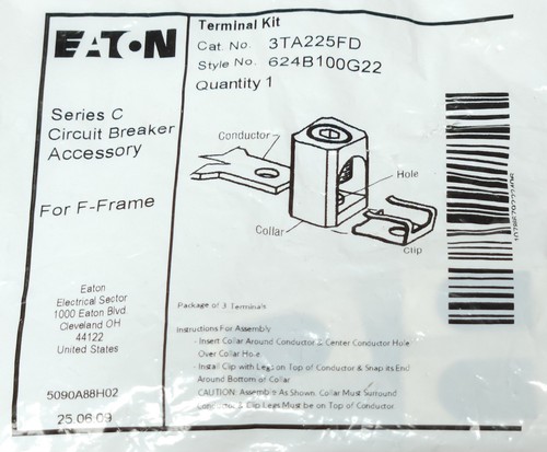 EATON CUTLER HAMMER 3TA225FD F Frame Breaker Lug Terminal Kit Type FD ...