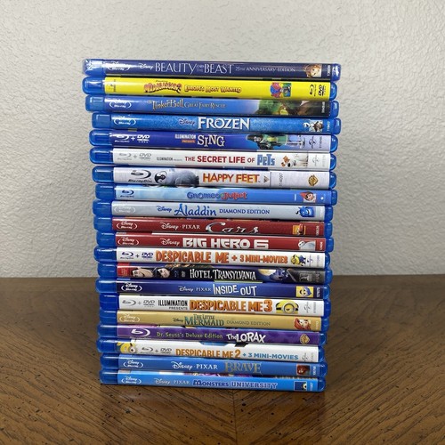 Disney Pixar Animated Blu Ray Lot Of 20 Classic Movies Frozen Aladdin ...