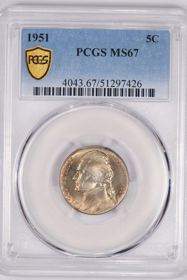 1951 Jefferson Nickel PCGS MS67 MS 67 Top Pop Coin 5C | eBay