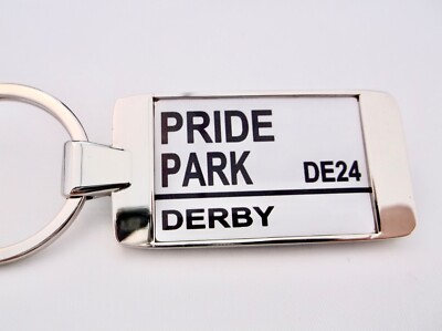 DERBY STADIUM ROAD BADGE STREET SIGN KEYRING KEY FOB KEYFOB CHAIN GIFT ...