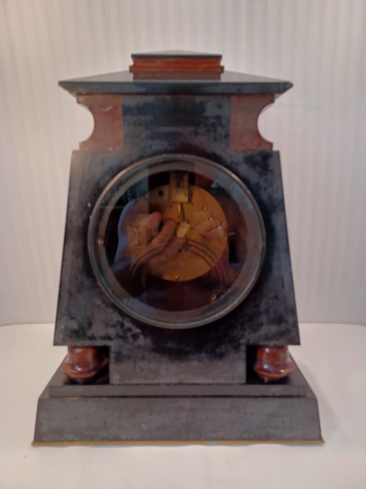 Antique FRENCH Egyptian Style MARBLE Table CLOCK: ROBLIN FILS FREES ...