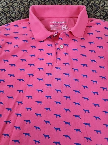 Saddlebred Mens Perfect Polo Shirt Size Medium Fusha Pink w/Blue ...