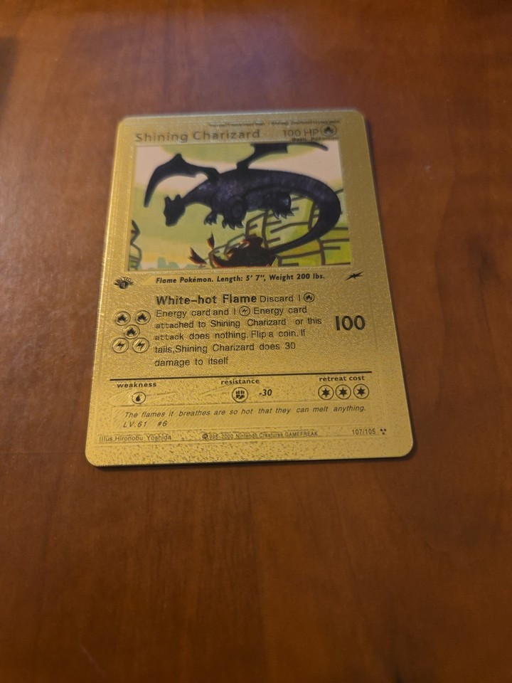 Shining Charizard 1st Edition Gold Pokemon Card 107/105 MINT | eBay