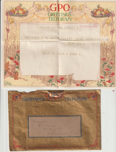 GVI 1938 GREETINGS TELEGRAM + ENVELOPE USED ROMFORD - RARE ONE | eBay
